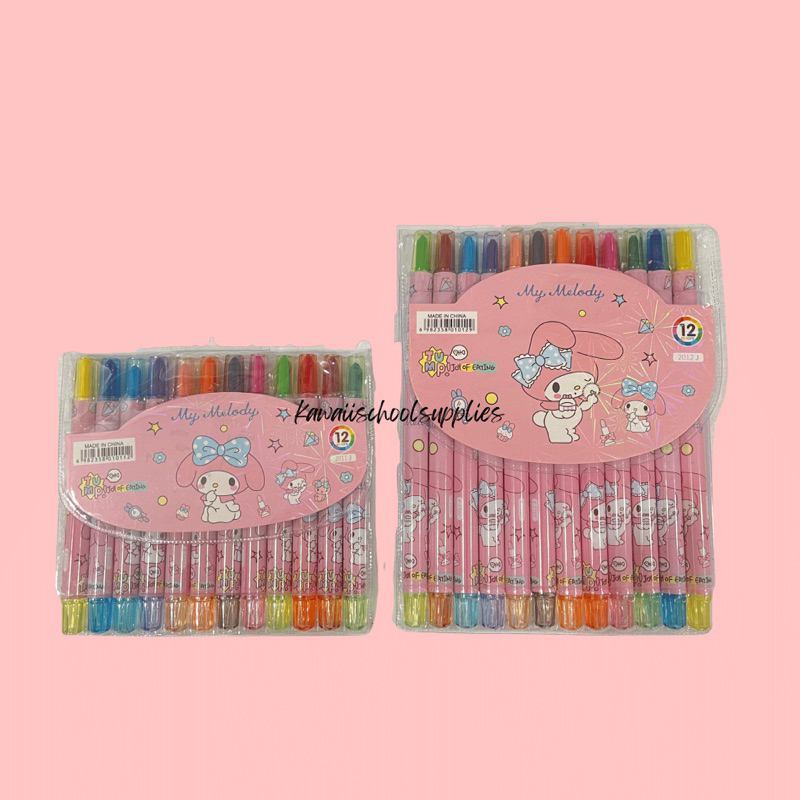 12 colors crayon sanrio twistable crayons kuromi melody school supplies ...