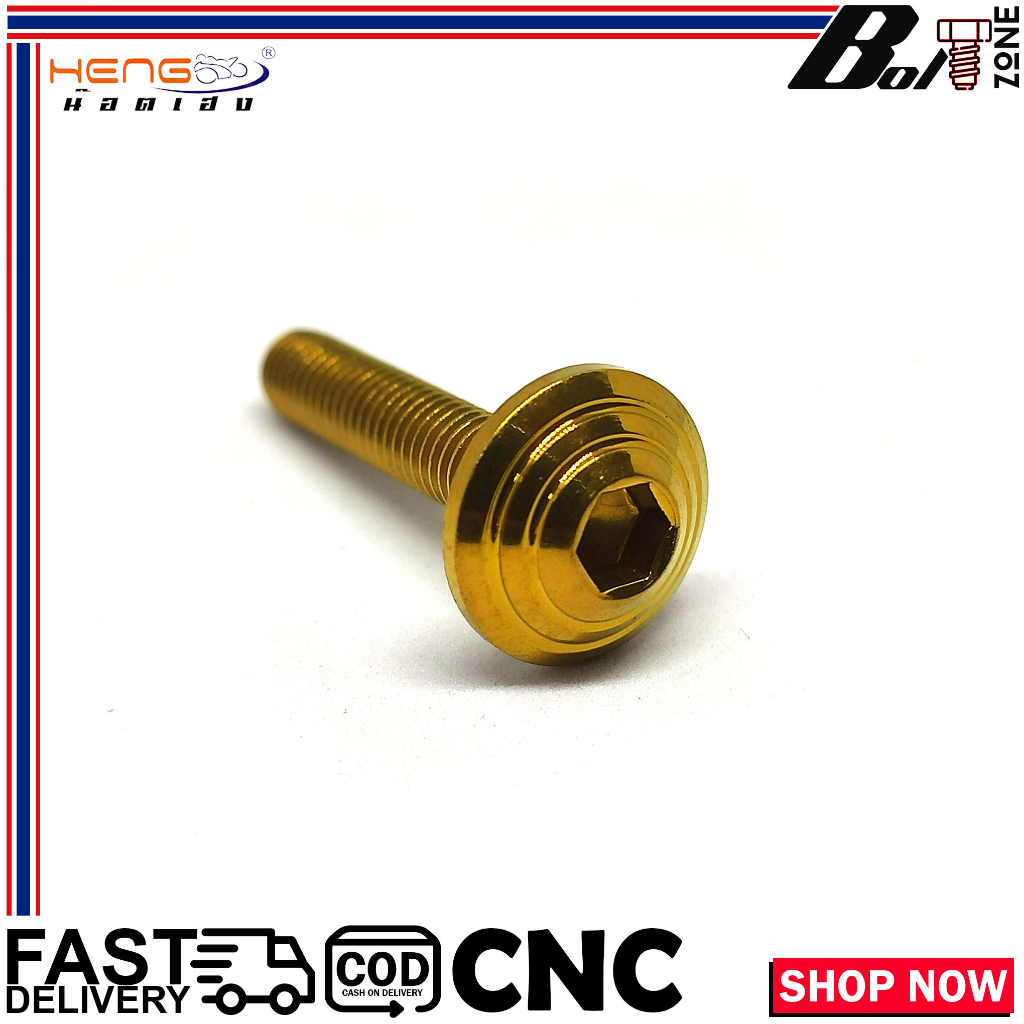 HENG STAINLESS MUSHROOM VISOR BOLT 5X25 MM GOLD NMAX / AEROX / PCX ...