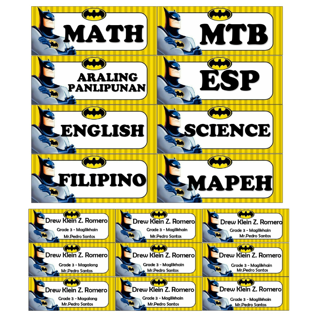 Sticker Label Customized for Notebook Subjects and Names | Shopee ...