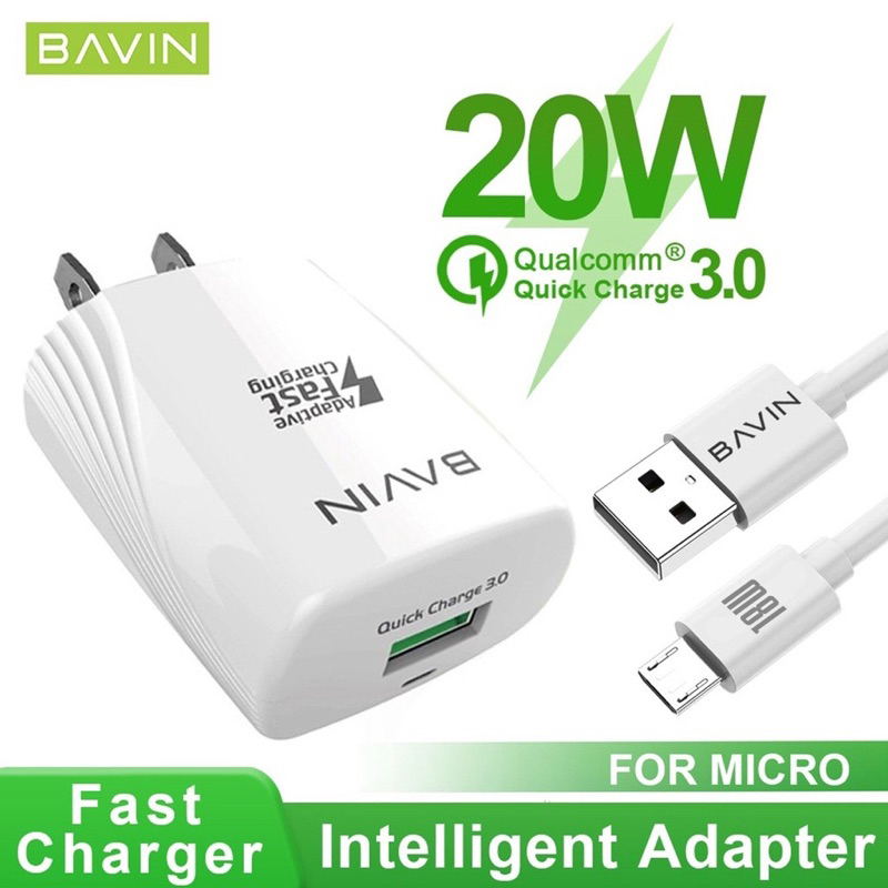 BAVIN charger pc586 Qualcomm quick 3.0 USB 2.4A Fast Charger for Android IP type c johnnylim Shopee Philippines