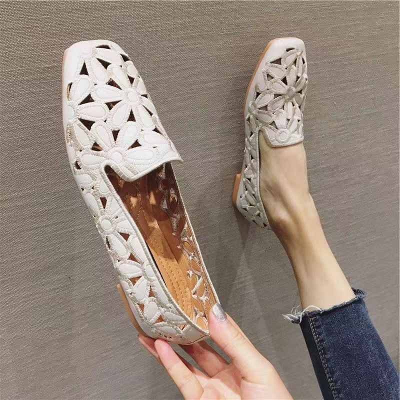 Square Toe Doll Shoes For Women Slip On Breathable Leather Shoes Low ...