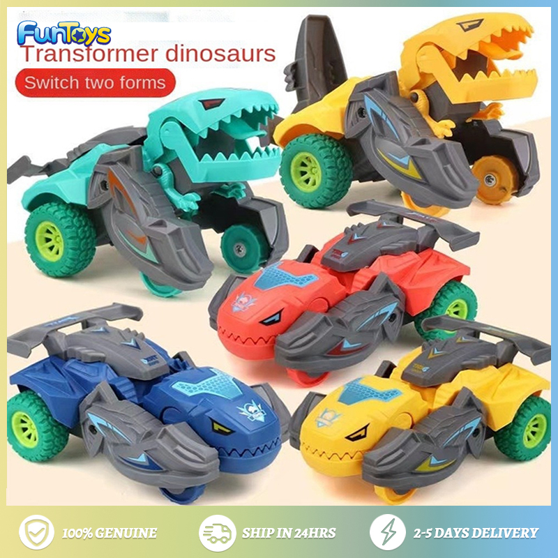 FunToy Transforming Dinosaur Car Deformation Car Toys Inertial Sliding ...