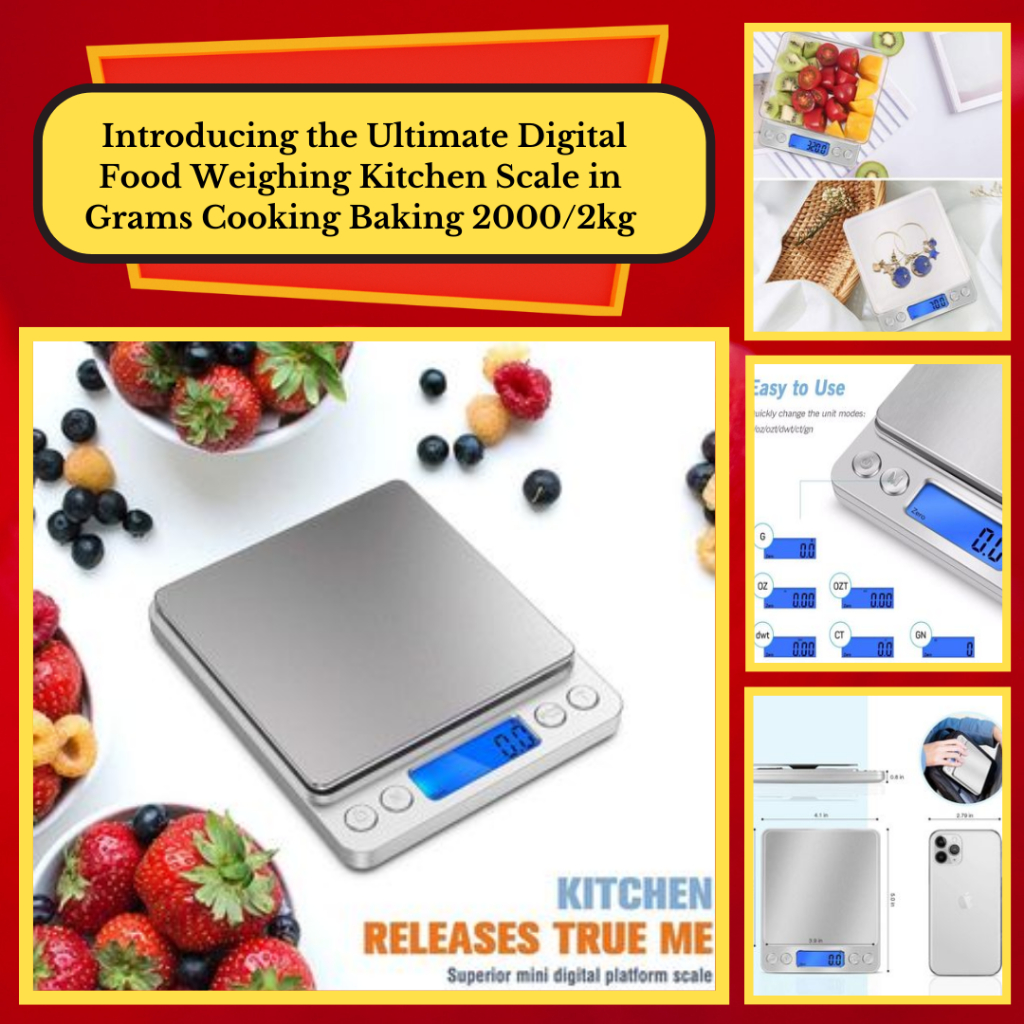 DSS Introducing the Ultimate Digital Food Weighing Kitchen Scale in Grams Cooking Baking 2000 ...