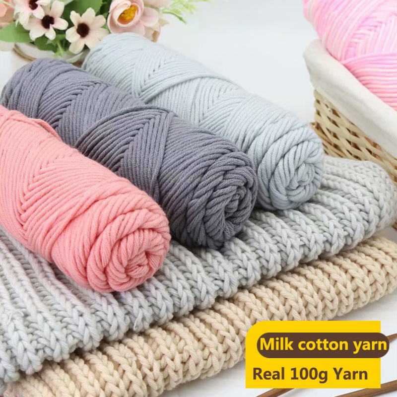 【80 colors IN STOCK】8ply milk yarn Cotton Wool 100g Thread for Knitting ...