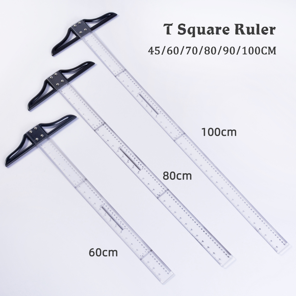 60/80/100cm T Square Ruler Acrylic Transparent T-Ruler for Art Framing ...