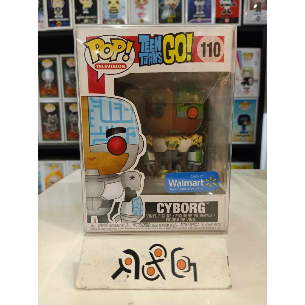 Funko POP! Teen Titans Go - Cyborg Camo Walmart Sticker (110) with Boss ...