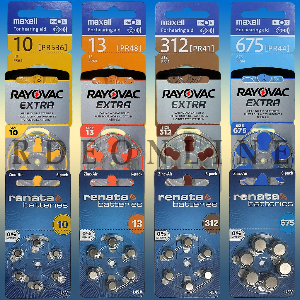 RENATA RAYOVAC MAXELL BATTERY ZA312 ZA10 ZA13 ZA675 10 PR70 13 PR48 ...