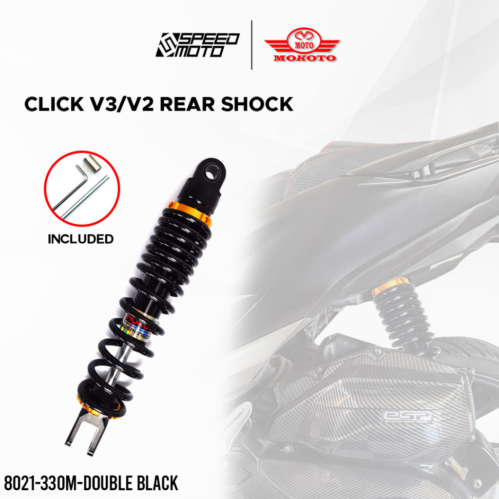 MOKOTO CLICK REAR SHOCK ABSORBER 8021 - 330MM FOR HONDA CLICK V1 AND ...