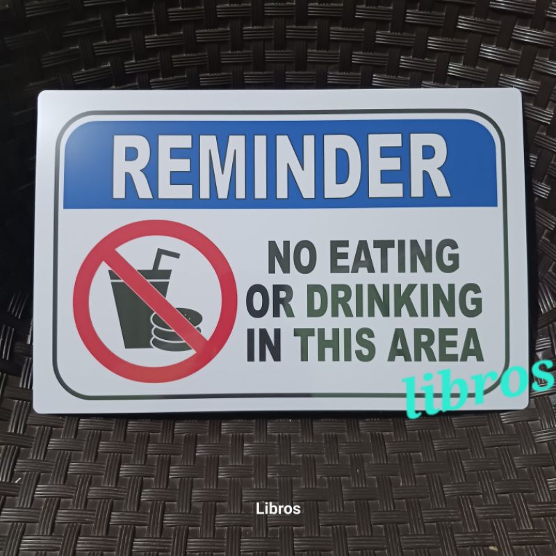 PVC A4 size Sign Landscape Reminder NO Eating or Drinking | Shopee ...