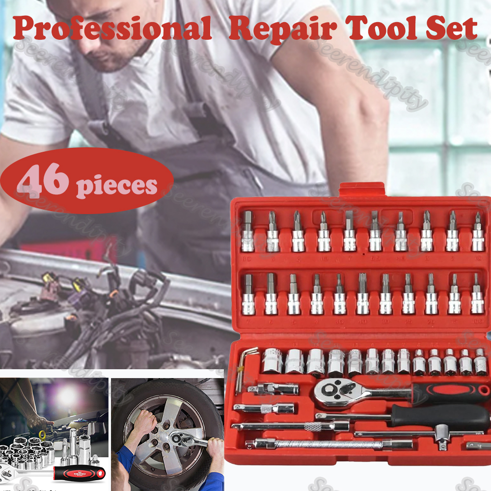 46 PCS Socket Wrench Set/Kit with 6.35mm (1/4") Drive with Storage Case ...
