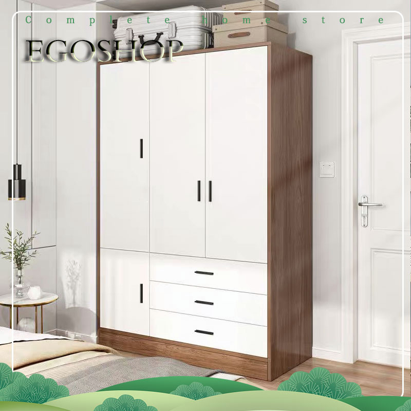 Wooden three door three drawer multifunctional wardrobe, storage ...