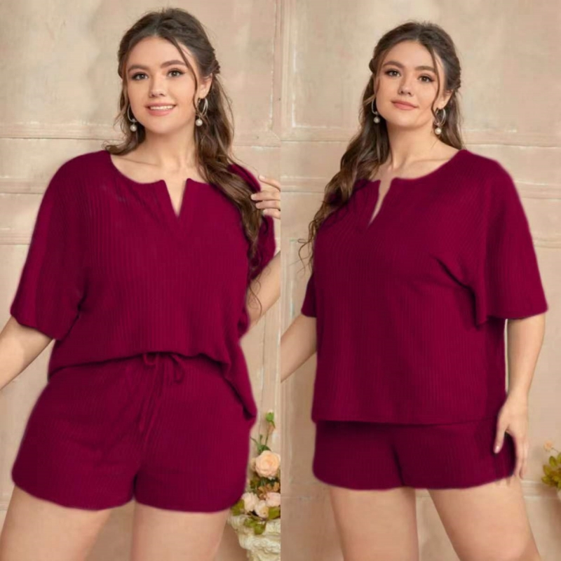 Plus size terno for woman casual sets Waffle Knit korean plain terno ...