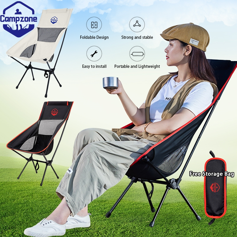 【Campzone】Outdoor Ultralight Camping Chair Portable Folding Moon Chair ...