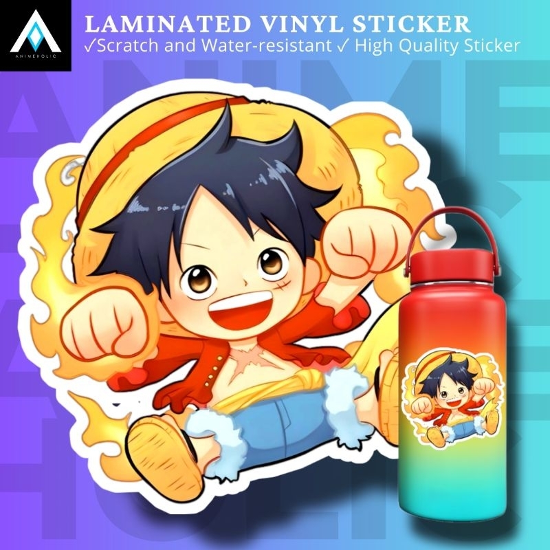 ONE PIECE LUFFY CHIBI EDITION |~ ANIMEHOLIC LAMINATED VINYL STICKERS ...