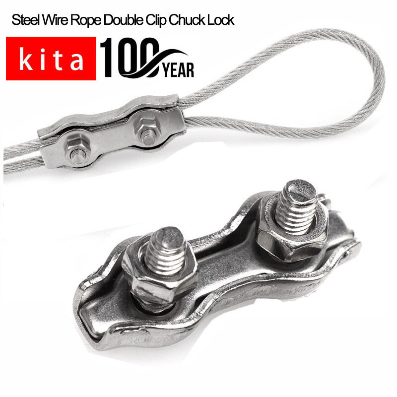 Double Clip doble~~~Stainless Steel Wire Rope Cable Dual Chuck Lock ...
