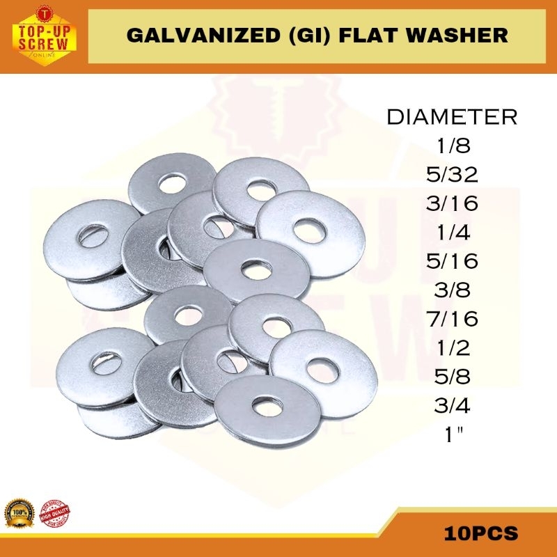 GI (Galvanized) Flat Washer | Sold per 10pcs/50pcs | Shopee Philippines