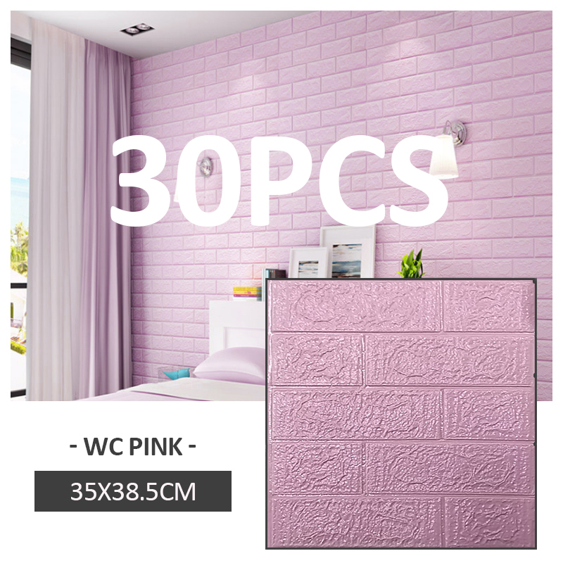 30pcs Wallpaper Bricks 35x38.5cm 3D Wall Sticker Foam Self Adhesive ...
