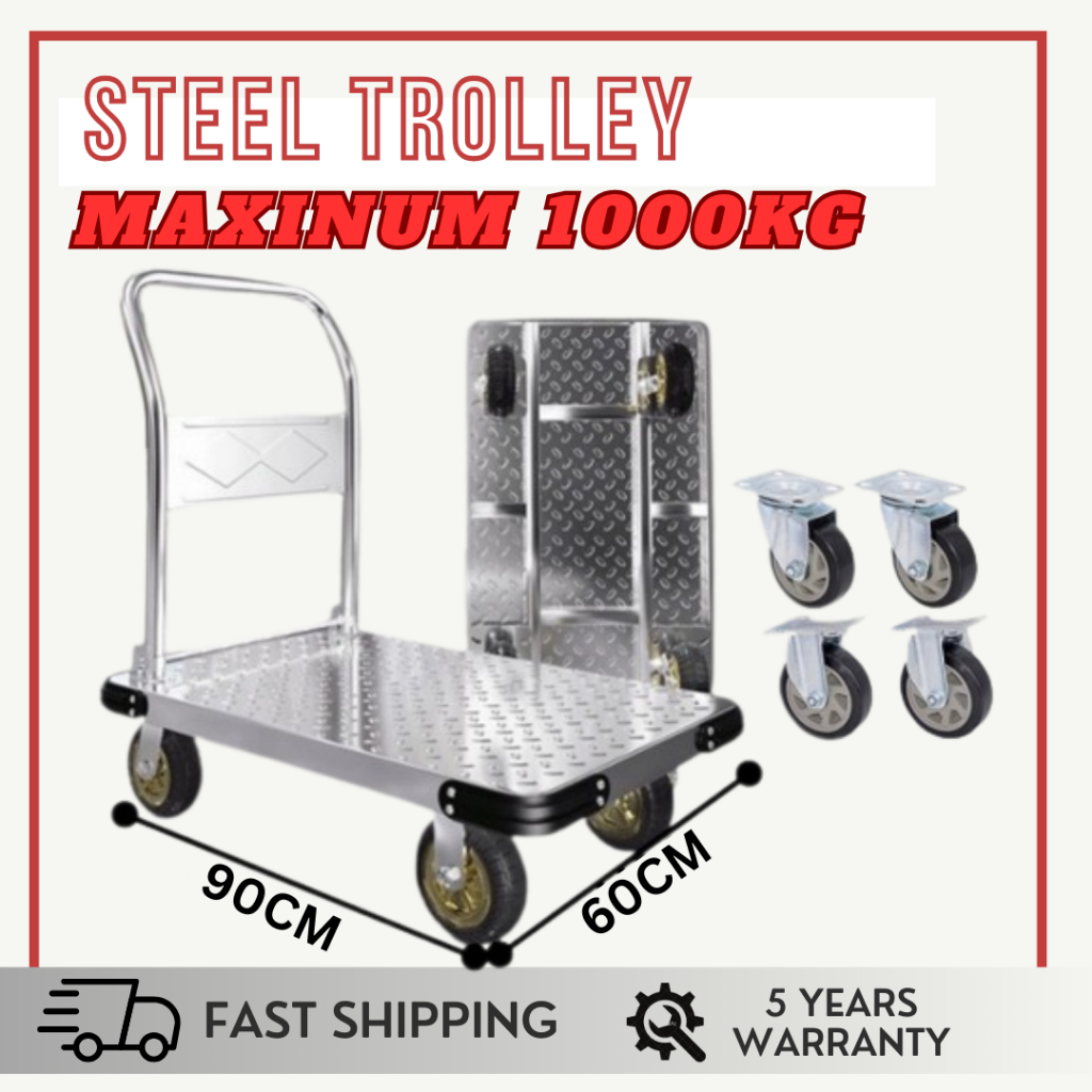 Strong Thick Steel Trolley Portable 1000KG Hand Truck Foldable Trolley Lipat Troli FREE | Shopee ...