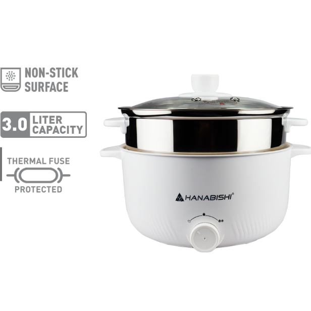 Hanabishi HMC300WHT Multi Cooker 3L Multi-Function Cooker HMC-300WHT ...