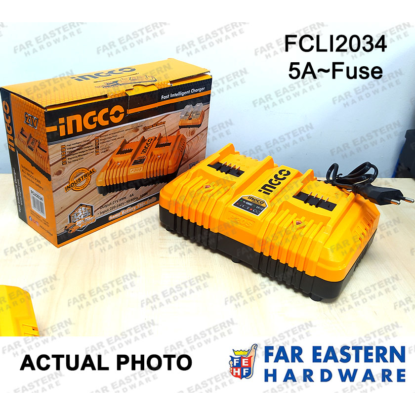 INGCO Fast Battery Charger 20V for Cordless Power Tools Dual | 6 Port ...
