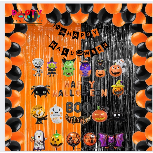 happy halloween party decors / halloween party web / halloween balloons ...