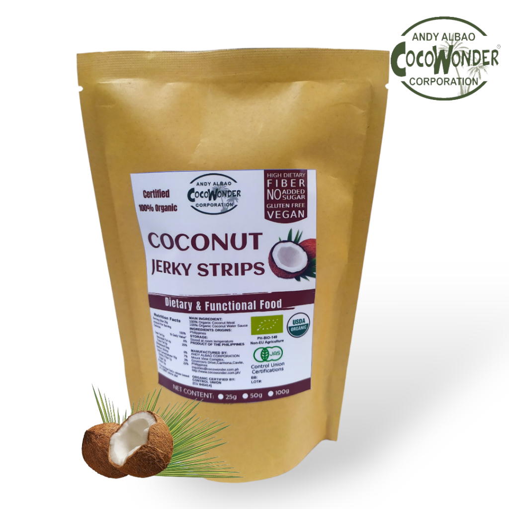COCONUT JERKY STRIPS - Dried Buko with Coconut Water Only, Keto Snack ...