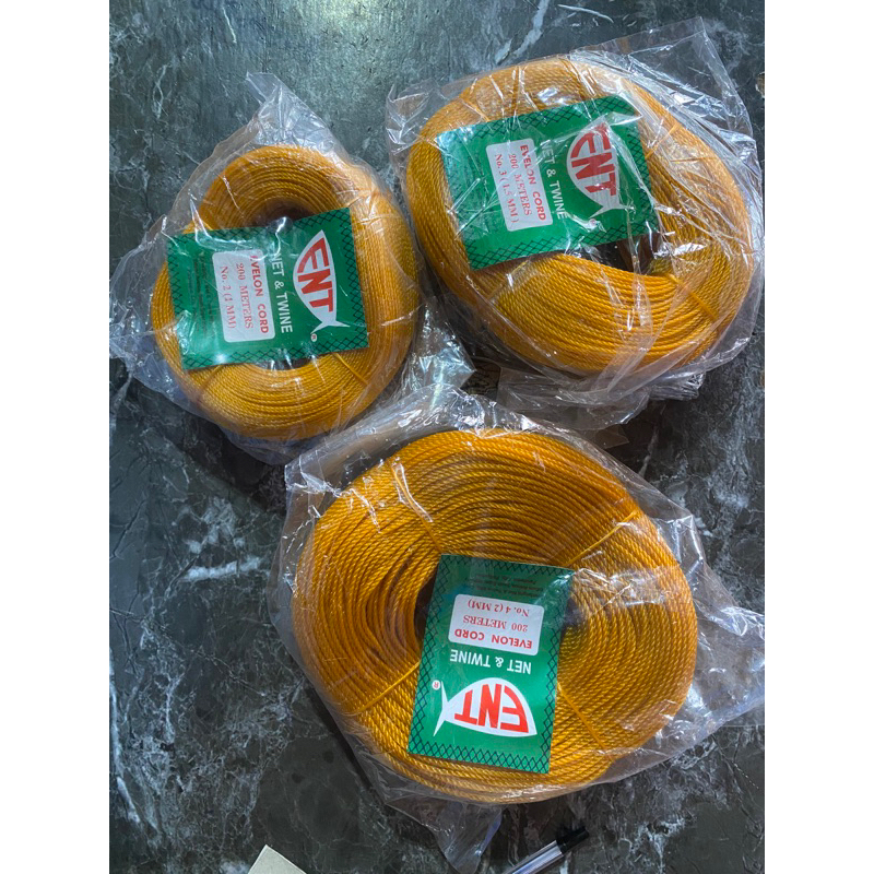 ENT NET&TWINE EVELON CORD/P.E ROPE 200meters per roll | Shopee Philippines