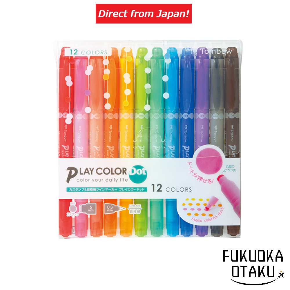 MONO Tombow Water-based Marking Pen Play Color Dots 12 Colors Japanese ...