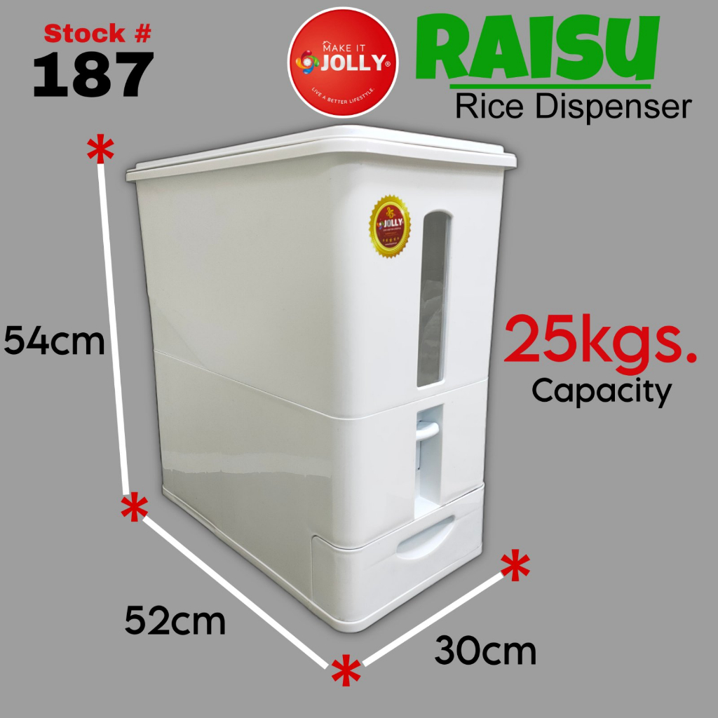 JOLLY RICE DISPENSER 25KG RICE BOX / SEALED RICE STORAGE BOX / GRAIN ...