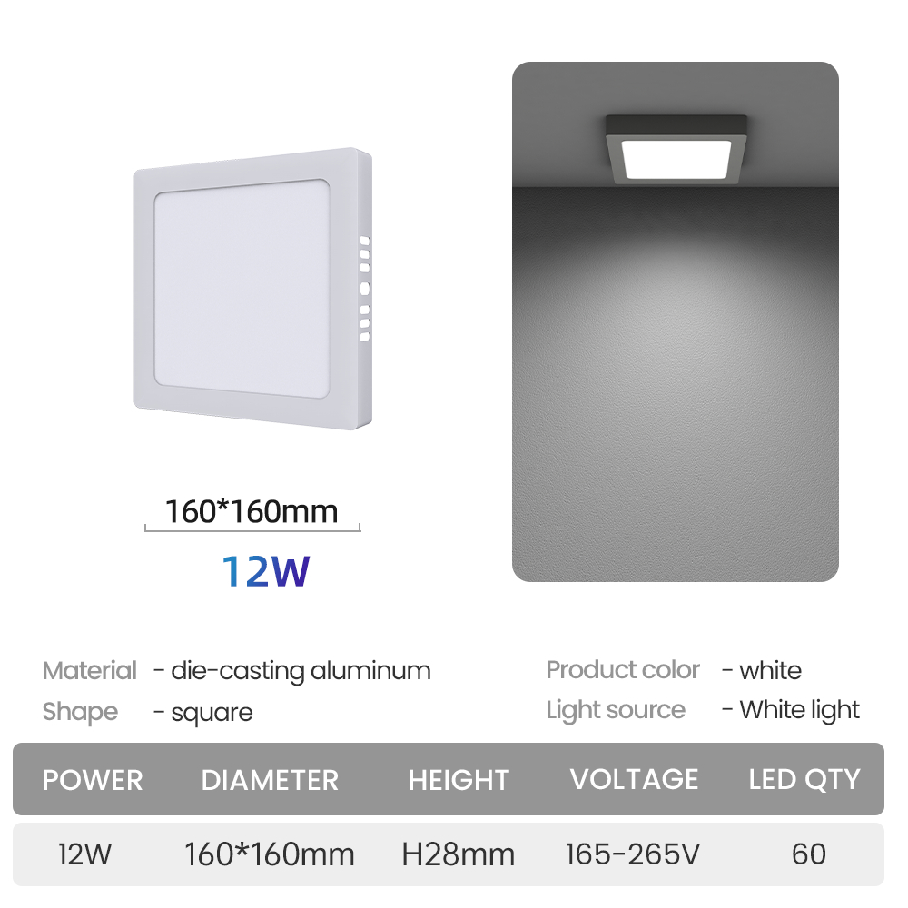 RONG RIVER 24W 18W 12W 6W Square Pin Light LED Ceiling Surface ...