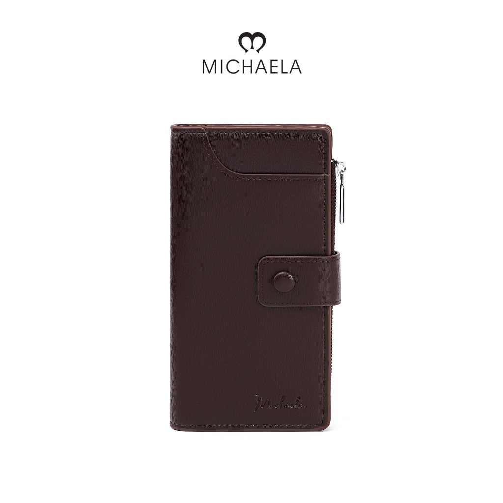 MICHAELA Slim Long Wallet for Men 12 Card Slots 4 Cash Pocket 2 Stamp ...