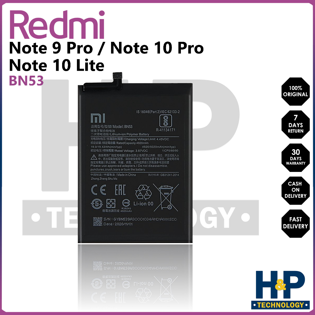 BN53 Battery Redmi Note 9 Pro / Note 10 Lite / Note 10 Pro | Shopee ...