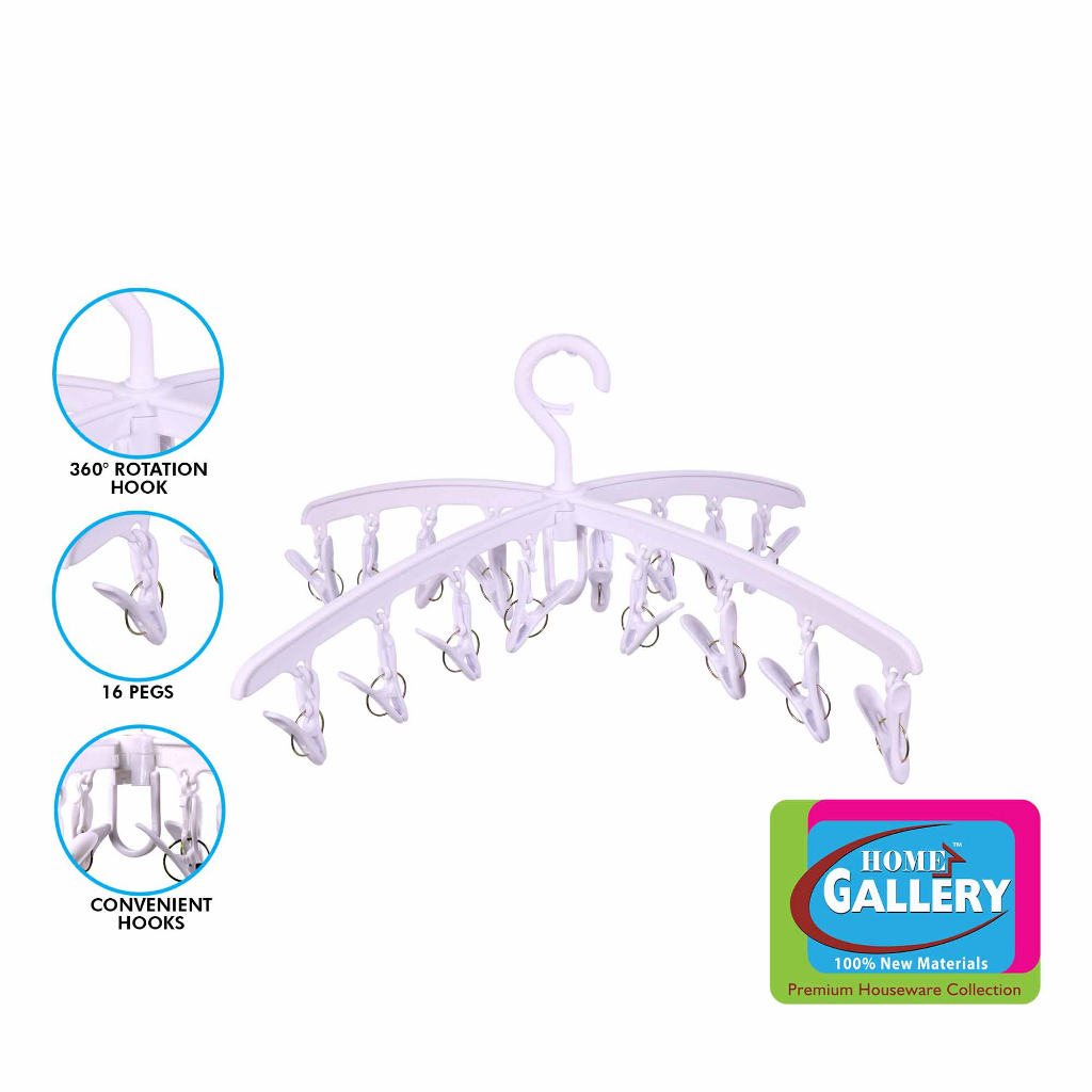Home Gallery Plastic Hanger With 16 Pegs, PP (Polypropylene ...