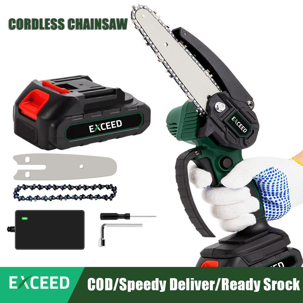 EXCEED Cordless Chainsaw 6 inch Chain saw Rechargeable Portable Tree ...