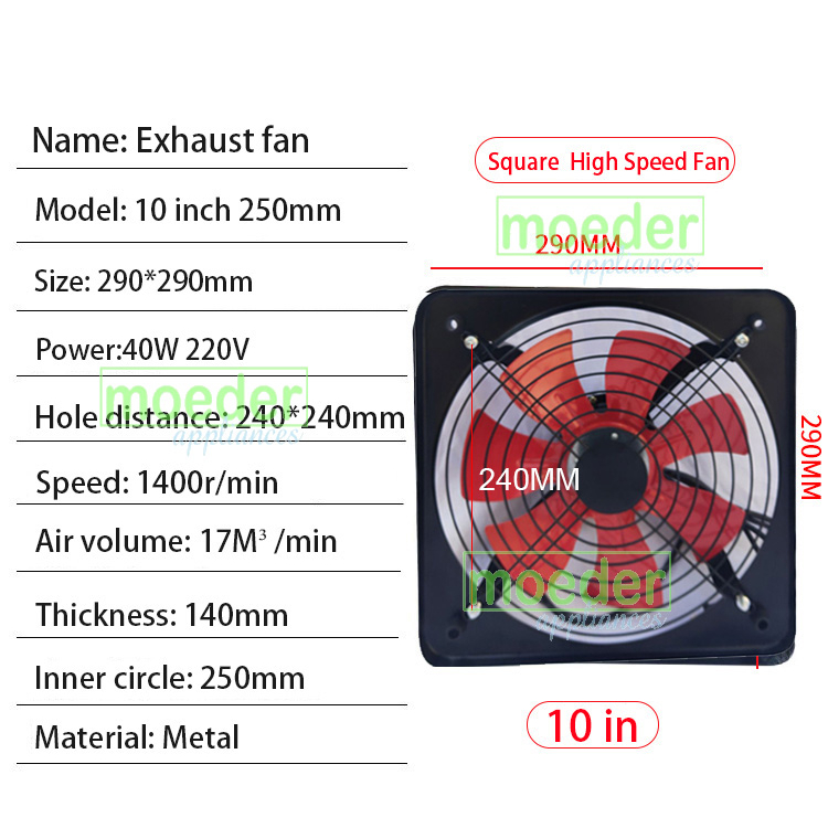 Ventilation fanAll-metal 7 blade fan Double protective mesh exhaust fan ...