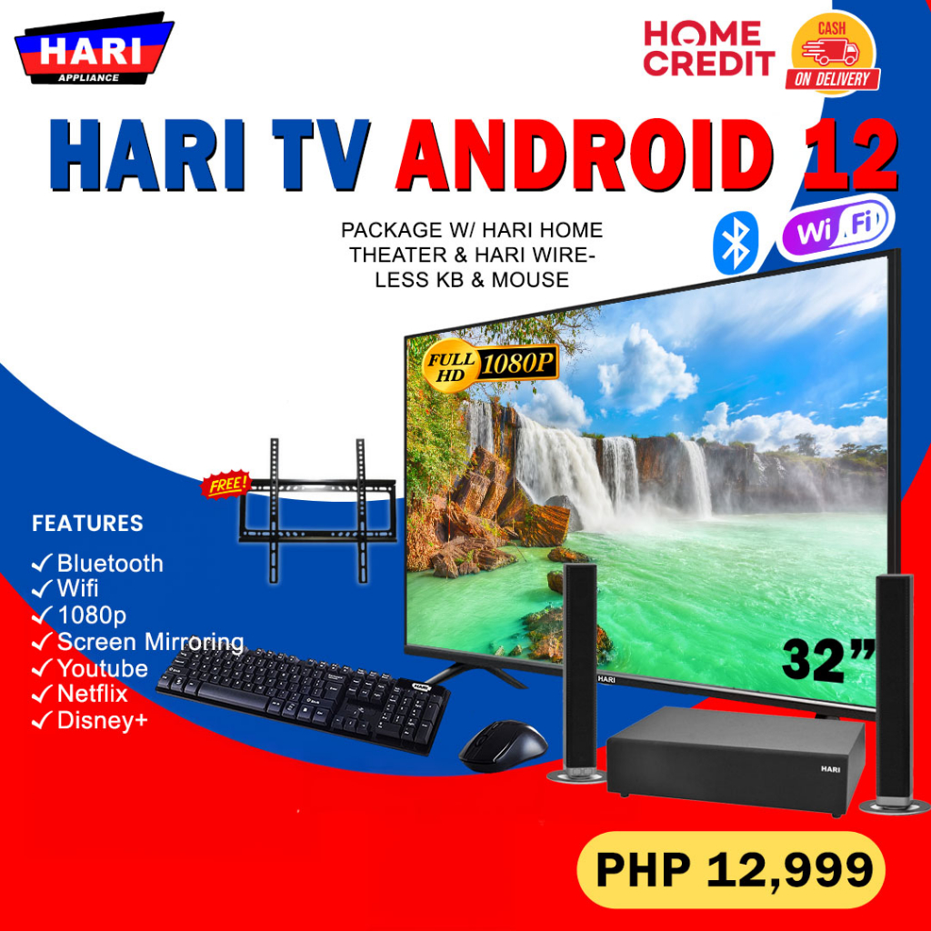 HARI TV 32inch Smart Android 12 w/ BLUETOOTH w/ Hari Home Theater ...
