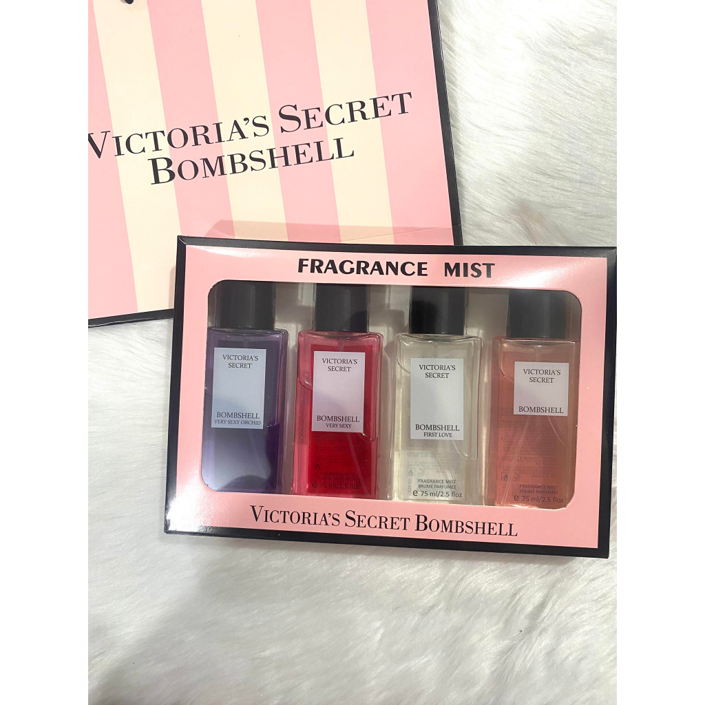 Victoria's secret 4 in 1 set mini perfume mist 75ml with papebag | Shopee Philippines