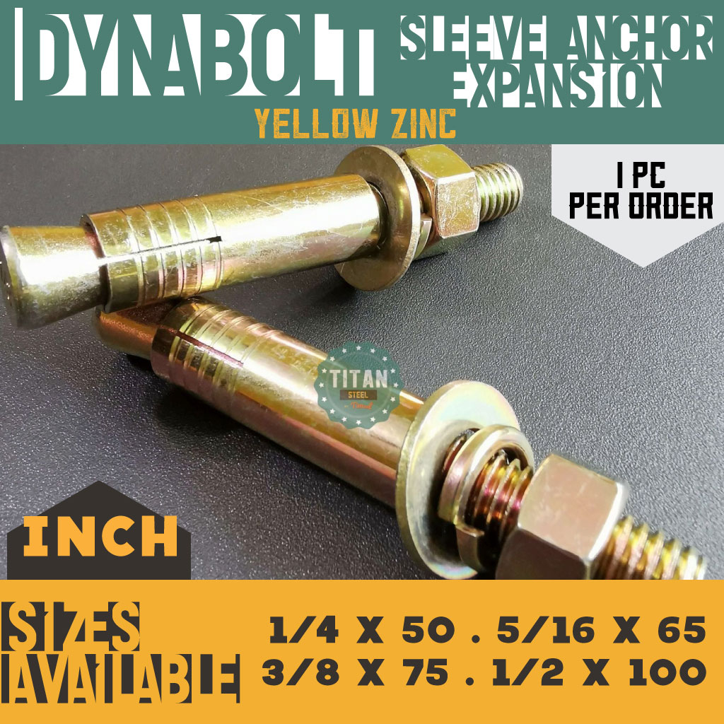 Per Piece - 1/4, 5/16, 3/8, 1/2 Dynabolt aka Sleeve Anchor or Expansion ...