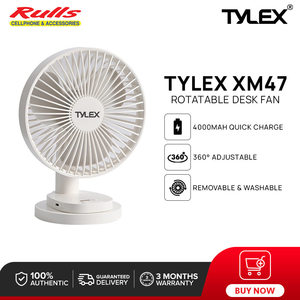TYLEX XM47 Rotatable Desk Fan | 4000mAh Rechargeable 2A Fast Charging ...