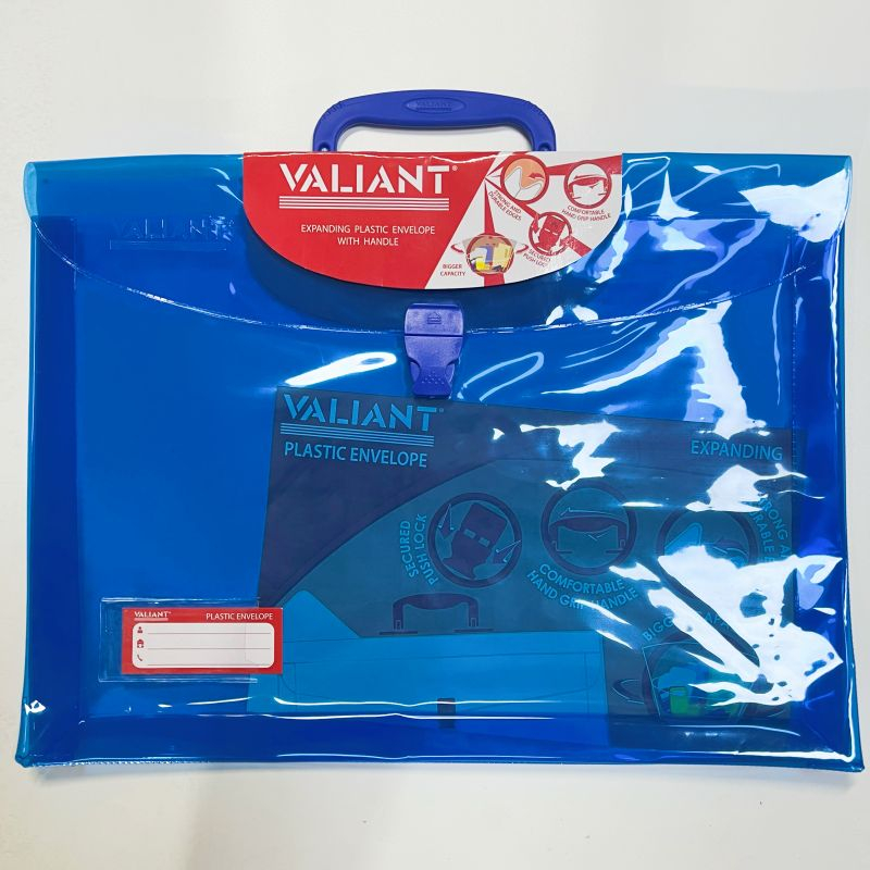 Valiant Expanding Plastic Envelope With Handle Pushlock Bag Office ...