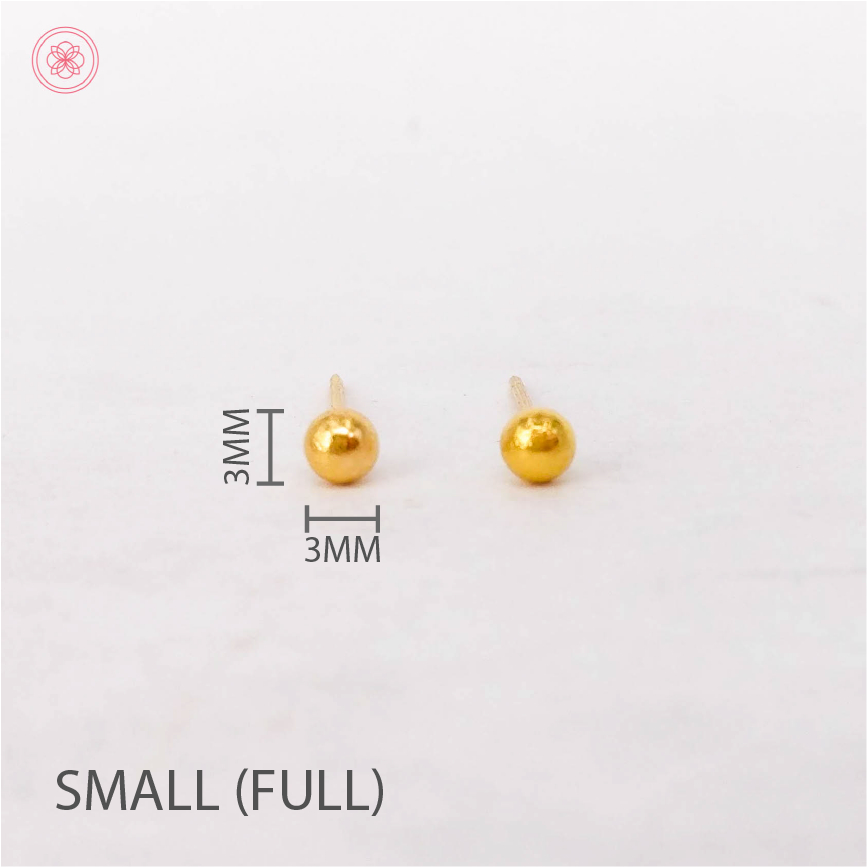 COD PAWNABLE 18k SAUDI GOLD Earrings Whole Full Ball Stud Earrings w ...