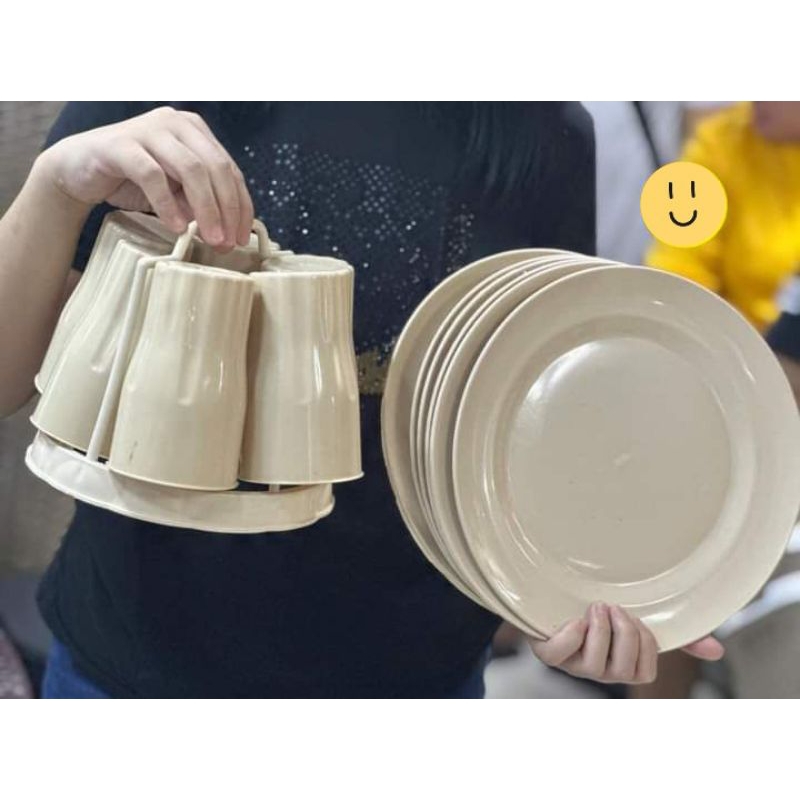 Estetik dinner set 6pcs baso and 6pcs plate | Shopee Philippines