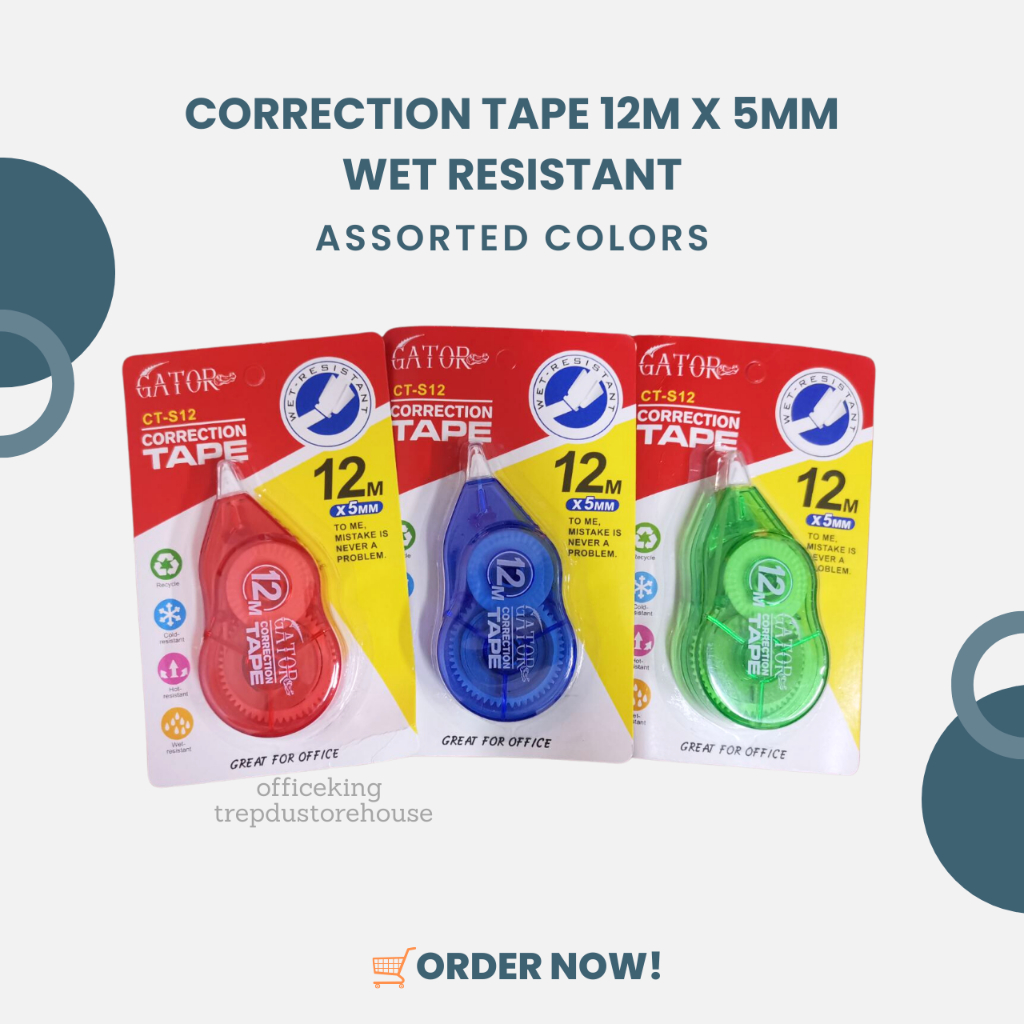 Correction Tape 12m x 5mm wet resistant | Shopee Philippines