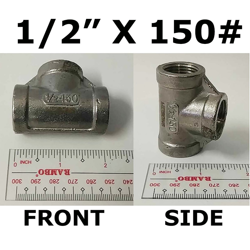 SS TEE 1/2" X 150# SCH40 THREADED SCREW TYPE STAINLESS STEEL ...