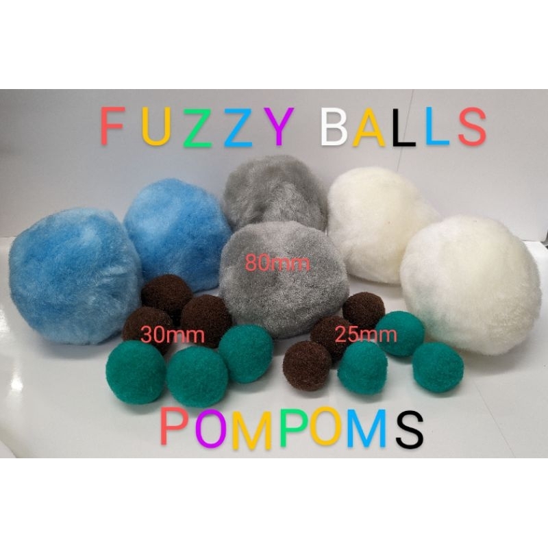 Pompom Fuzzy Balls SOLD PER PACK Small Medium Large Crafts Ponytail ...
