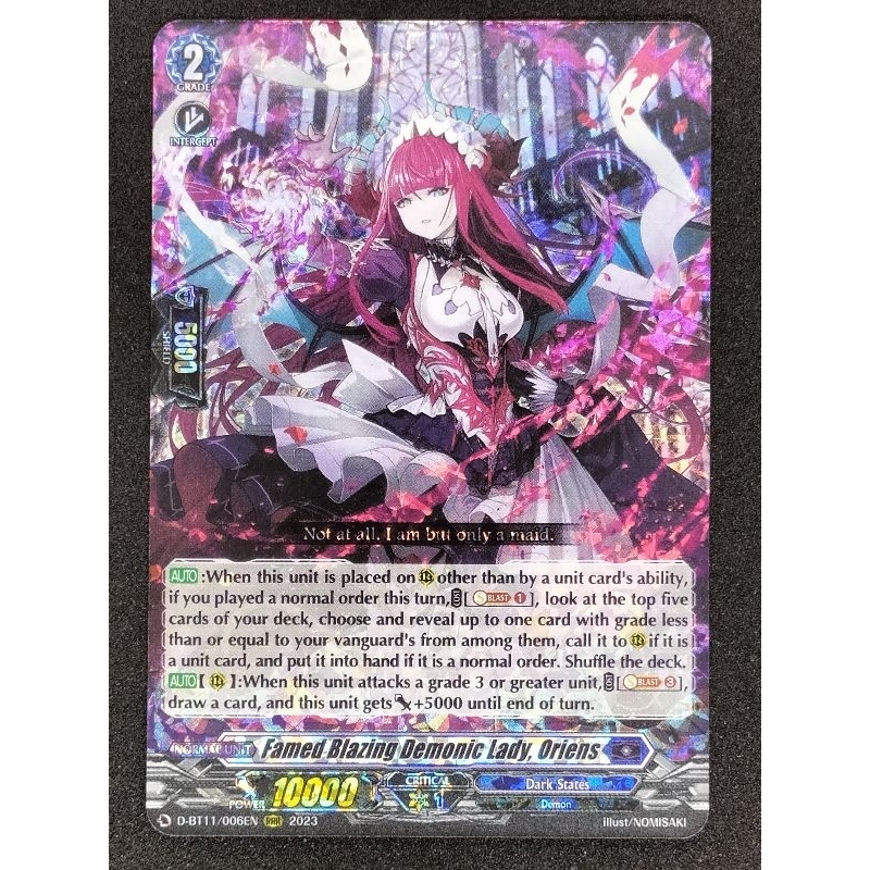 Famed Blazing Demonic Lady, Oriens (D-BT11/006EN RRR) - Cardfight!! Vanguard OverDress [DBT11 ...