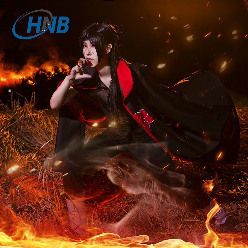 HNB Naruto Costume Akatsuki Cloak Cosplay Sasuke Uchiha Cape Cosplay ...