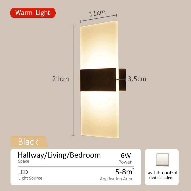 Led Minimalist Wall Lights Tricolor Bedroom Wall Lamp Nordic Stairs ...