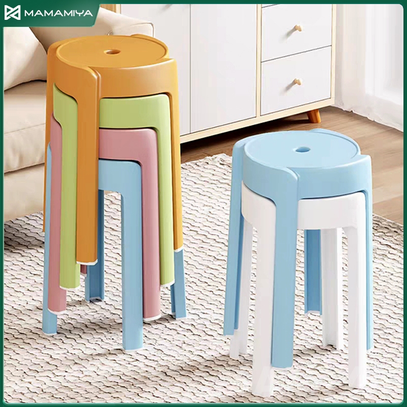Nordic Style Plastic Stool Chair Sturdy Durable Stackable High-Quality ...