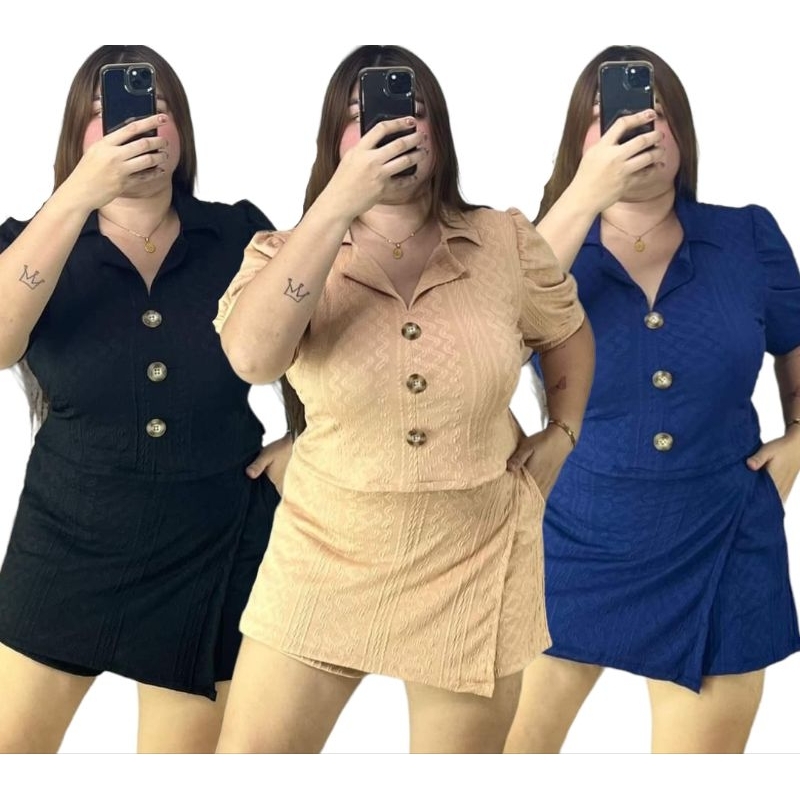 ONHAND PLUS SIZE LARGE TO 3XL MARA TERNO COLLARED TOP AND SKORT COORDS ...